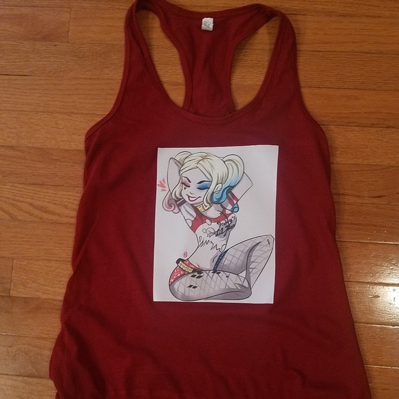 www.dopeazzteez.com | Tops | Harley Quinn Racer Back Tee | Poshmark